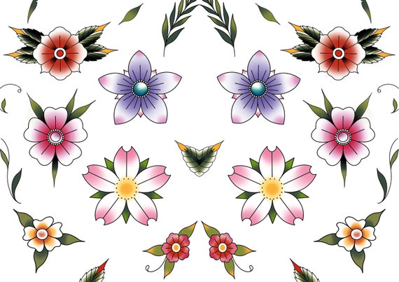 Tatouage De Fleur Traditionnel Flash