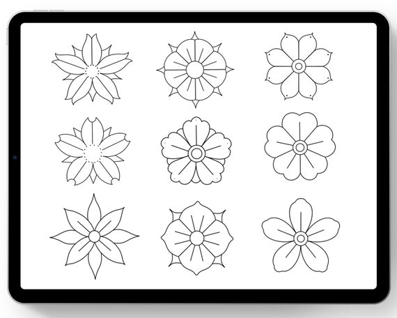 American Traditional Flower Drawing