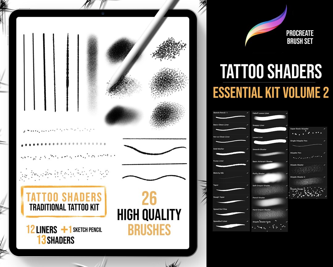Procreate Tattoo Essential Shaders Kit Vol.2 - Etsy