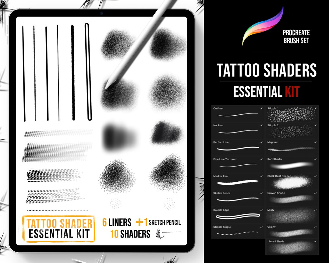 Tattoo Shaders Essential Kit for Procreate, Tattoo Shading Brushes - Etsy