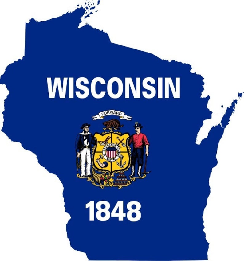 Wisconsin Flag Map Adhesive Decal Vinyl Stickers - Etsy