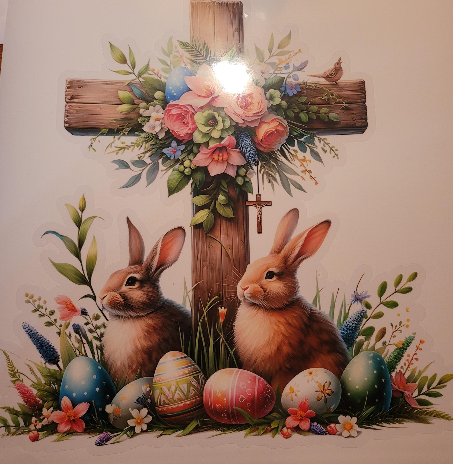 Easter Cross Window Cling: Reusable Vinyl Decoration - Etsy
