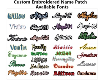 Custom Embroidered Name Iron on Patch Script Font Personalized Your Name Freestanding Applique ...