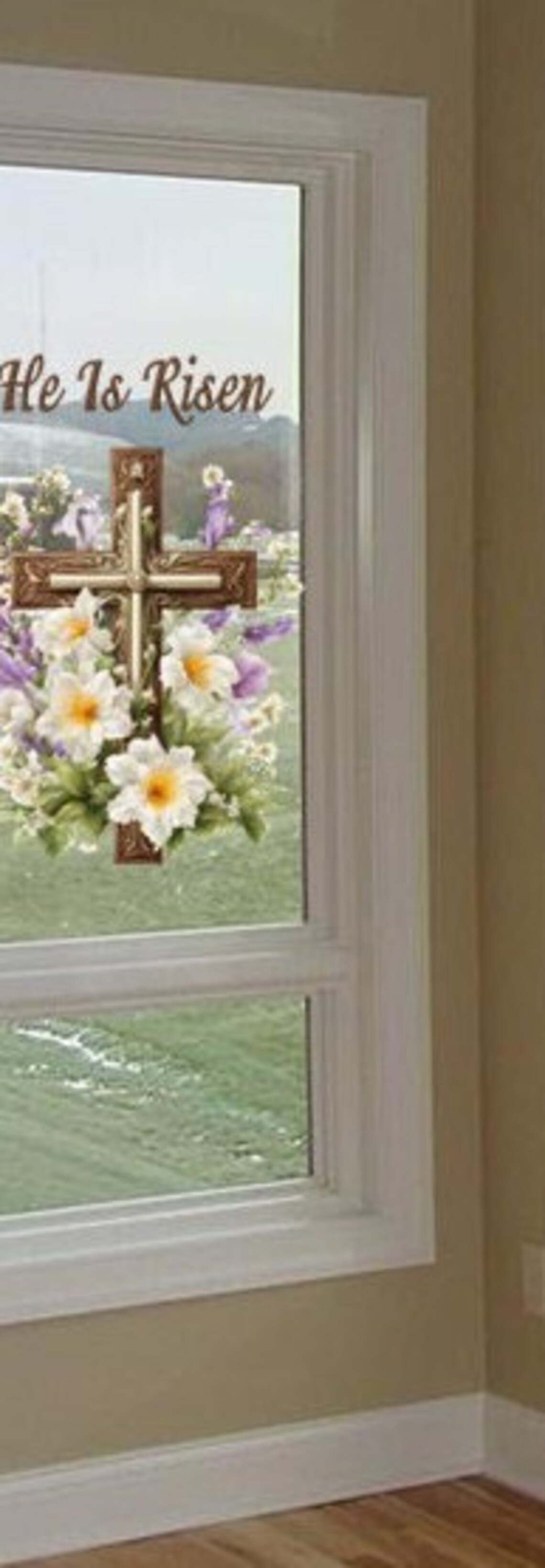 Easter Cross Window Cling: Reusable Vinyl Decoration - Etsy