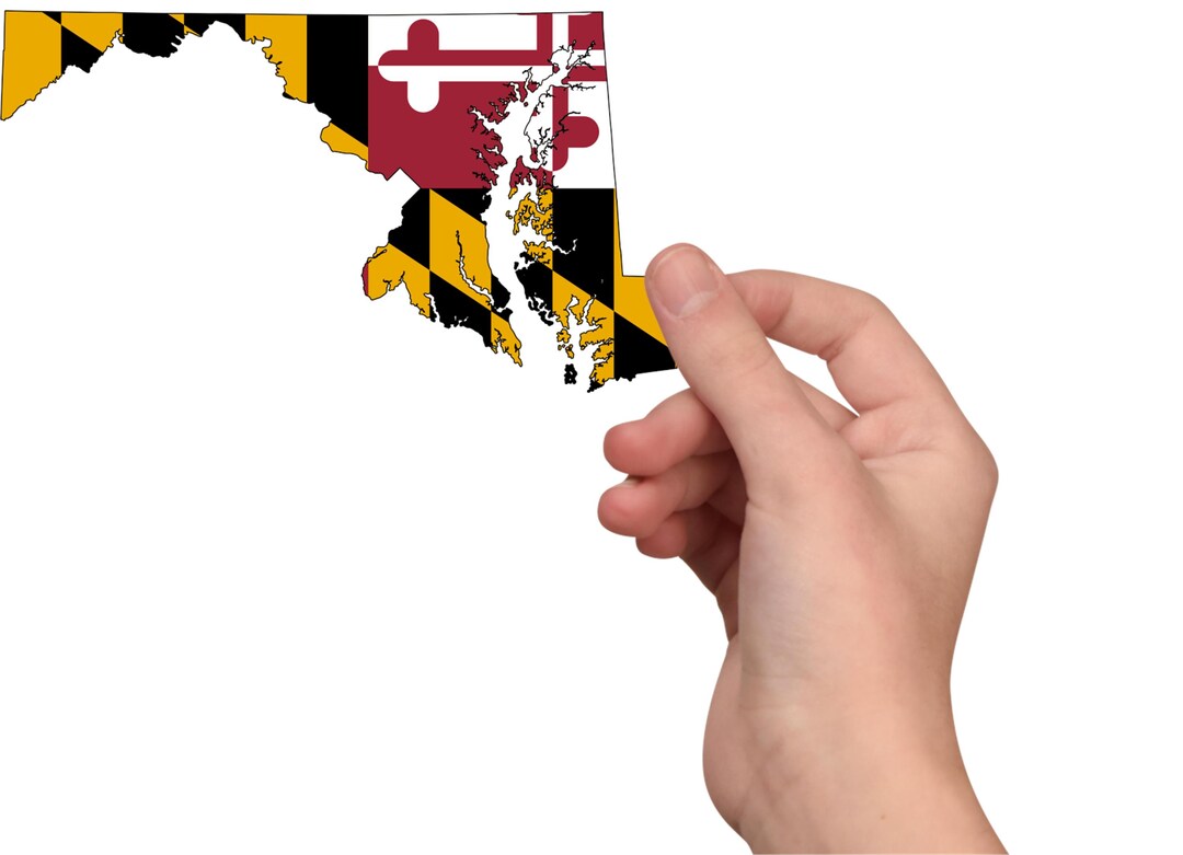 Maryland Flag Map Adhesive Decal, Vinyl Stickers, Maryland Sticker ...