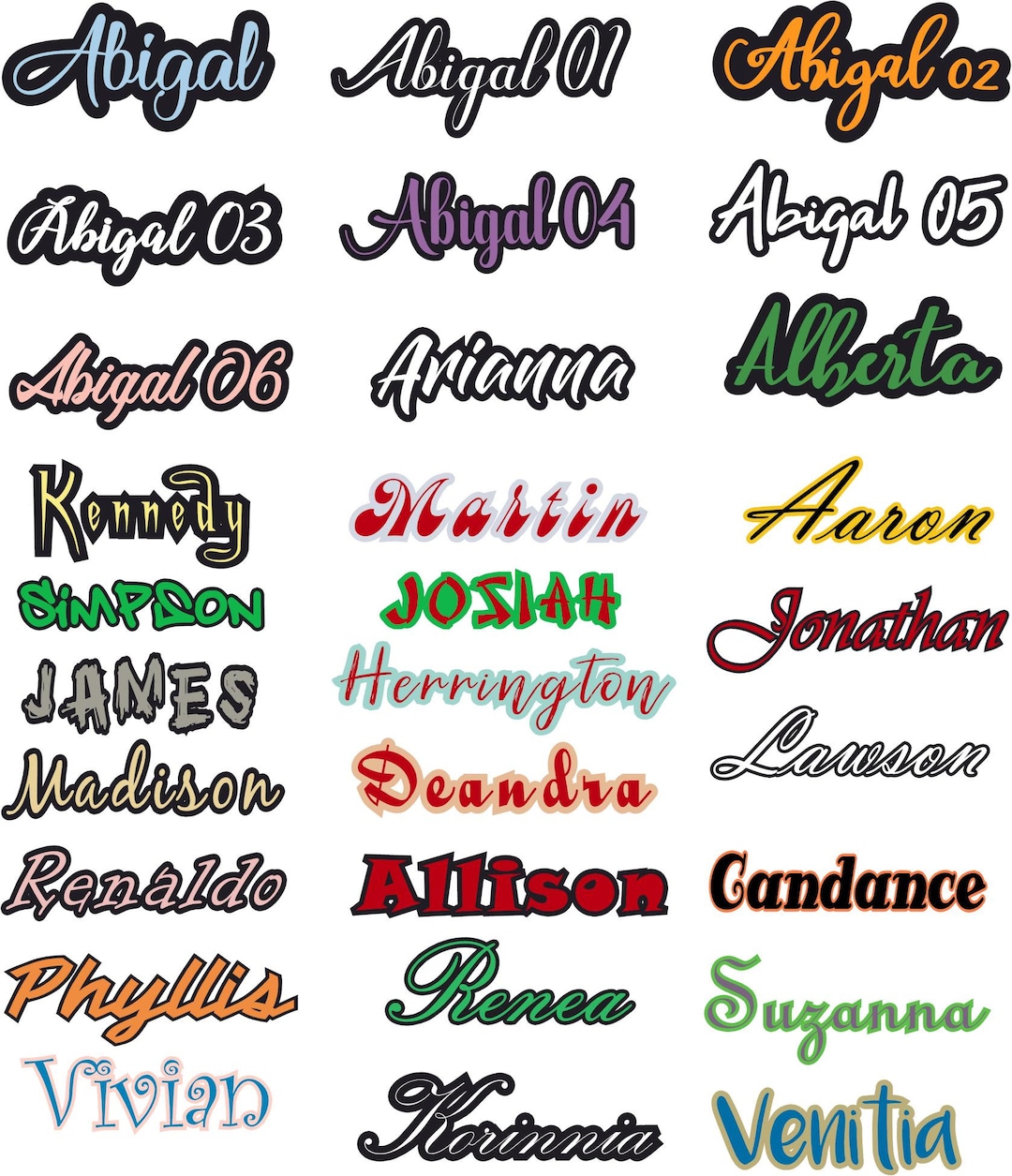 Iron-on Heat Transfer Vinyl (HTV) Name Decals - Tshirt Transfer, HTV ...