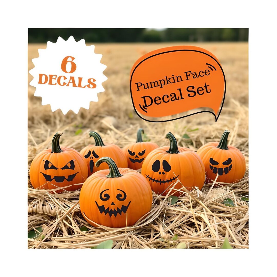 Pumpkin Face Decal Set: Peel & Stick Halloween Jack-o-lantern Faces - Etsy