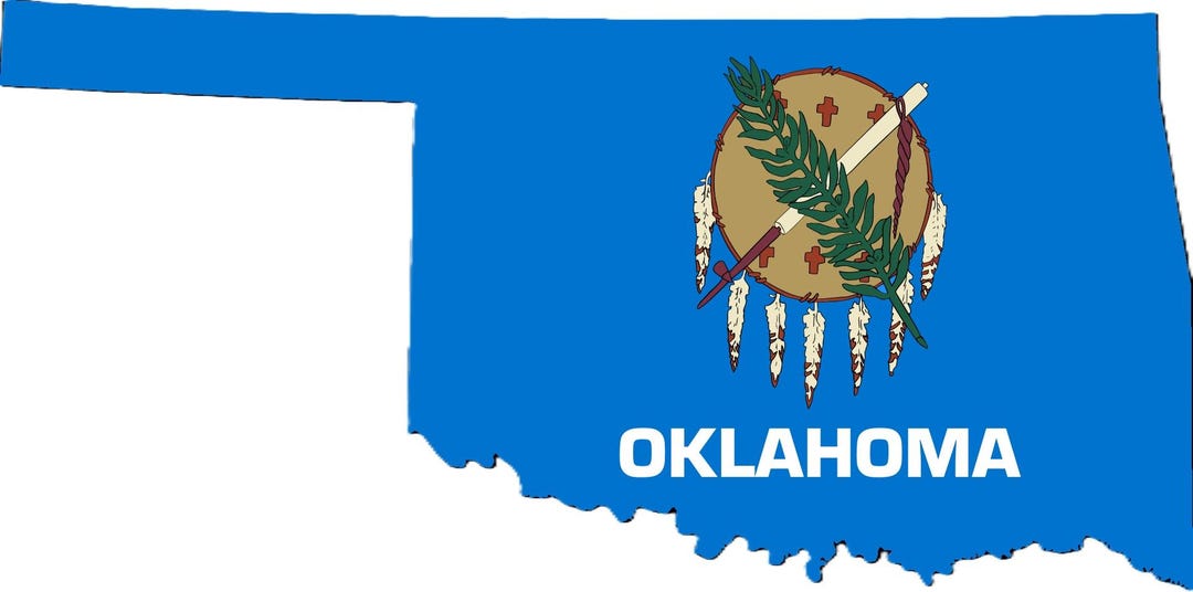 Oklahoma Flag Map Adhesive Decal, Vinyl Stickers - Etsy