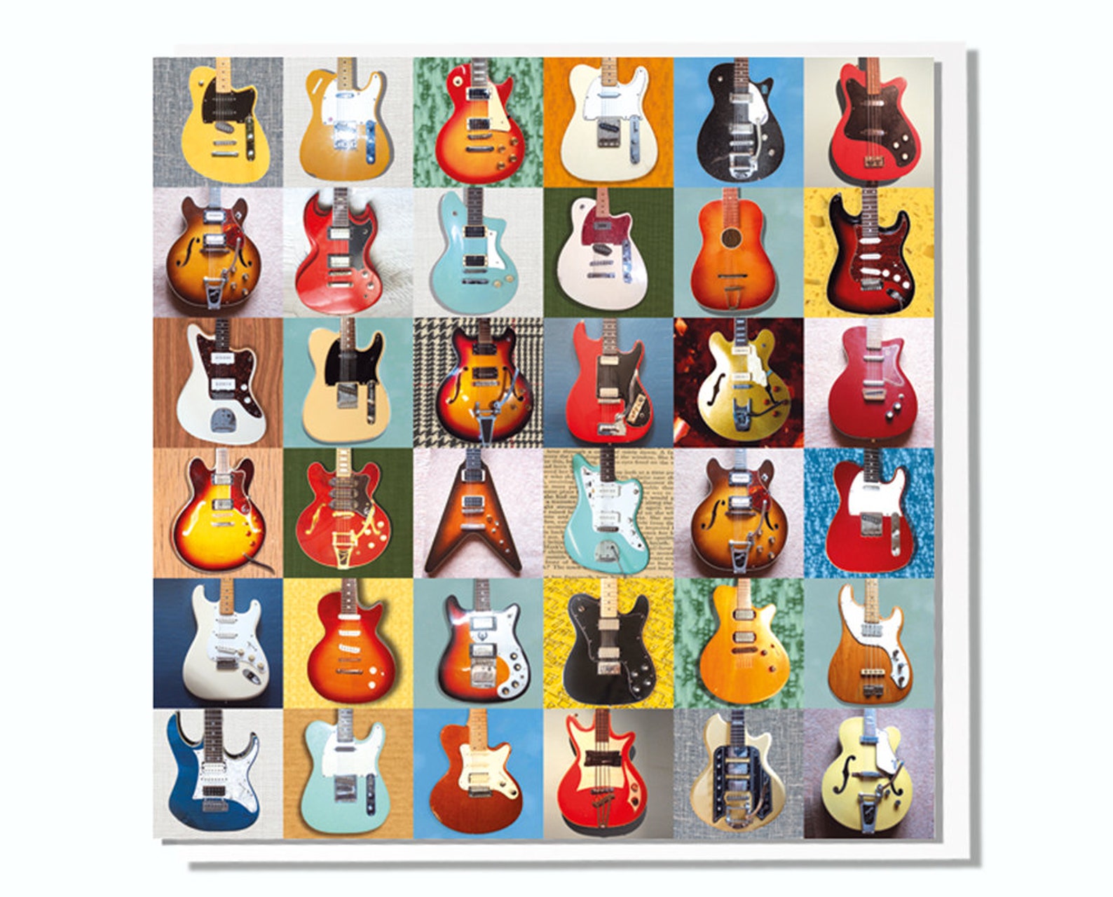 Electric Guitars Vintage Male Birthday Card - Etsy