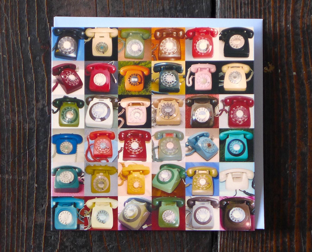 Birthday Card Retro Telephones - Etsy UK