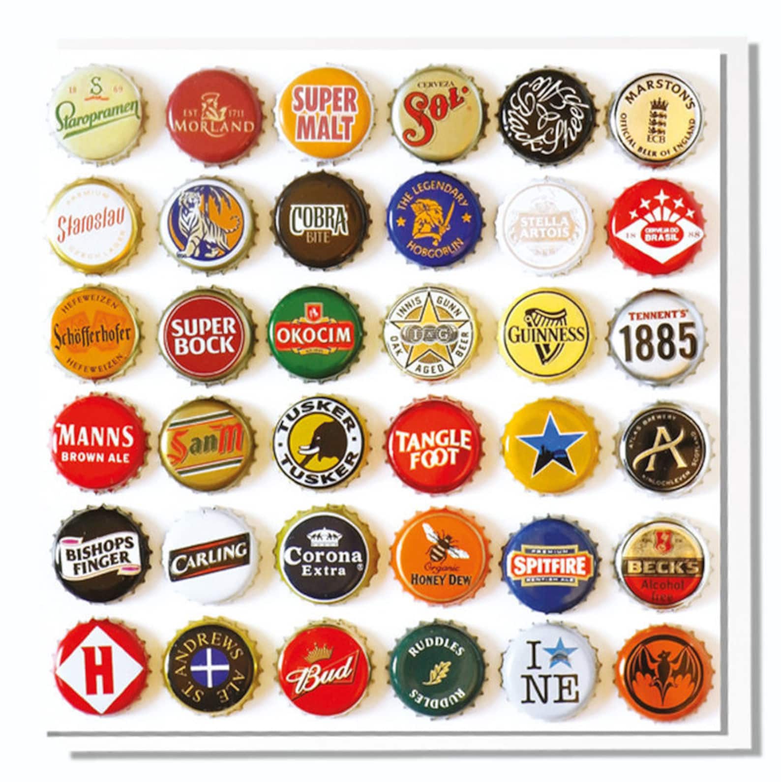 Beer Bottle Tops Birthday Card - Etsy