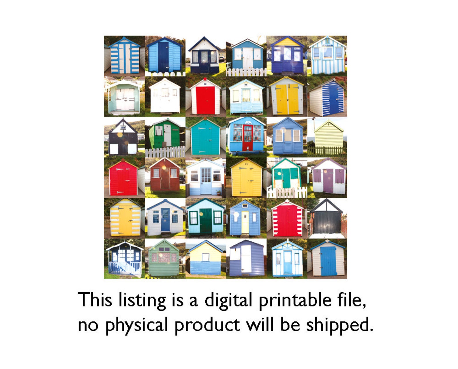 Beach Huts Holiday Chalet Wall Art Printable Poster - Etsy