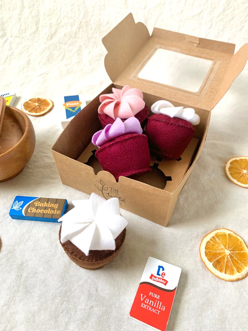 Felt Cupcakes Pretend Play Kitchen Tea Party Food 4 - Etsy