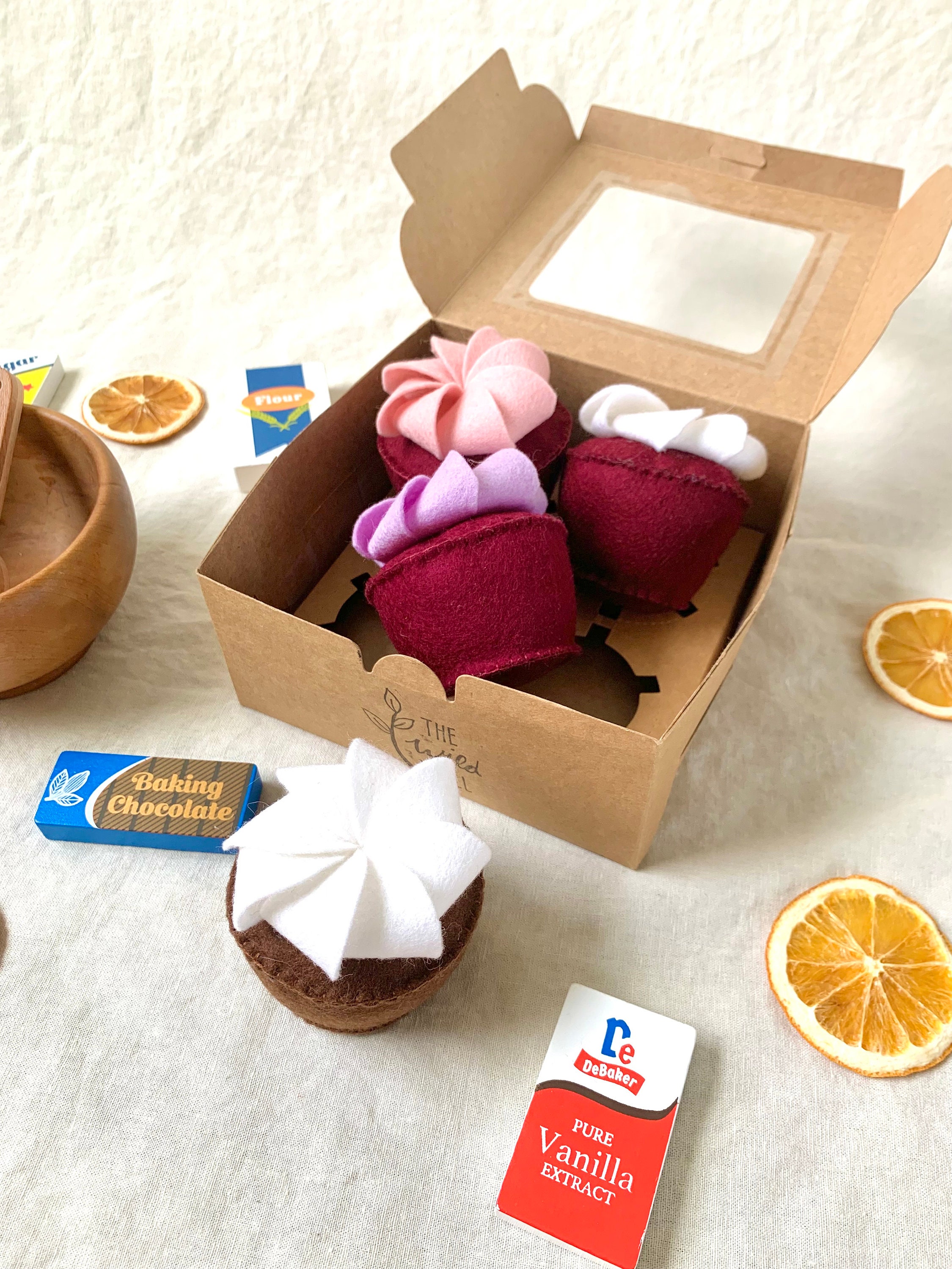 Felt Cupcakes Pretend Play Kitchen Tea Party Food 4 - Etsy