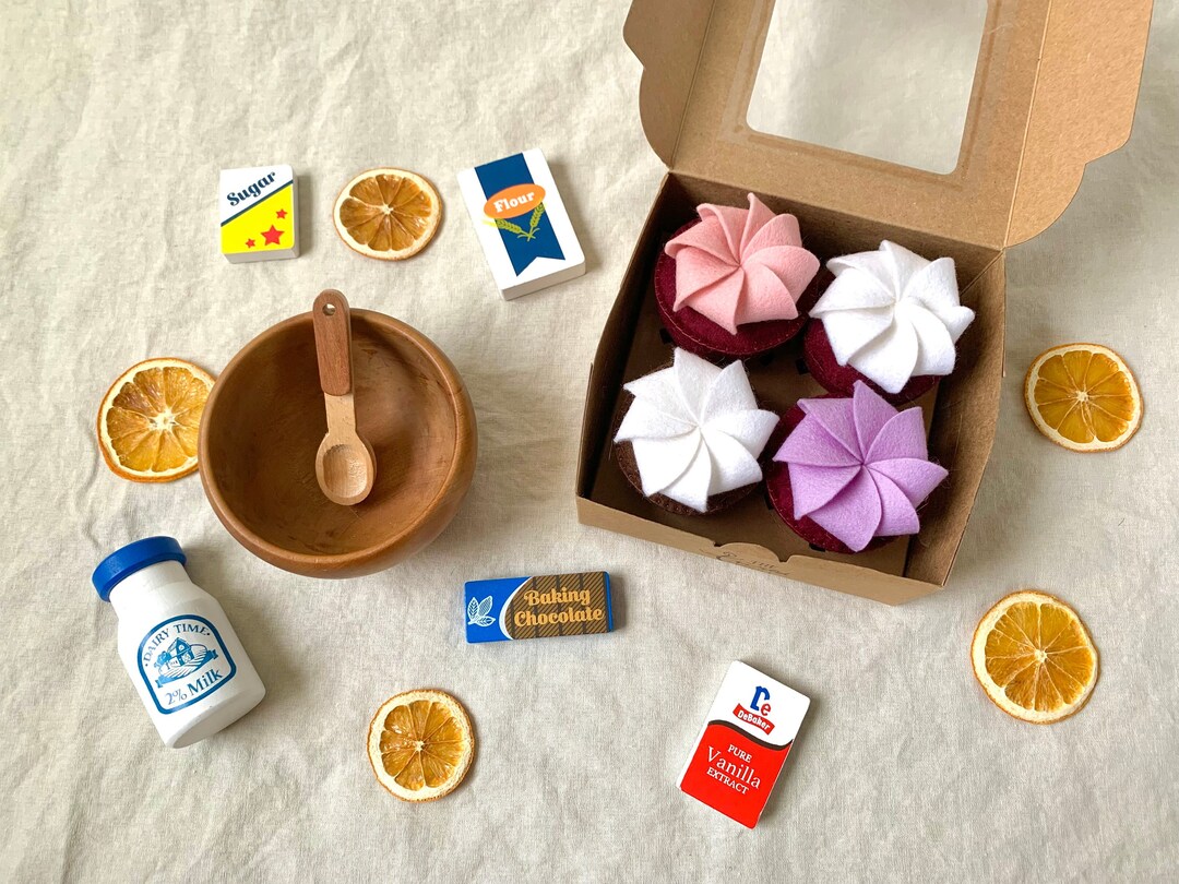 Felt Cupcakes Pretend Play Kitchen Tea Party Food 4 - Etsy