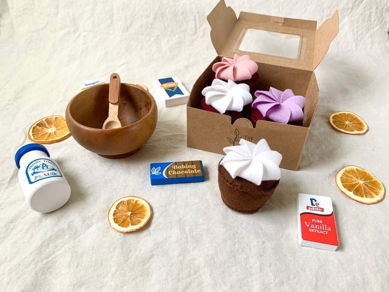 Felt Cupcakes Pretend Play Kitchen Tea Party Food 4 - Etsy
