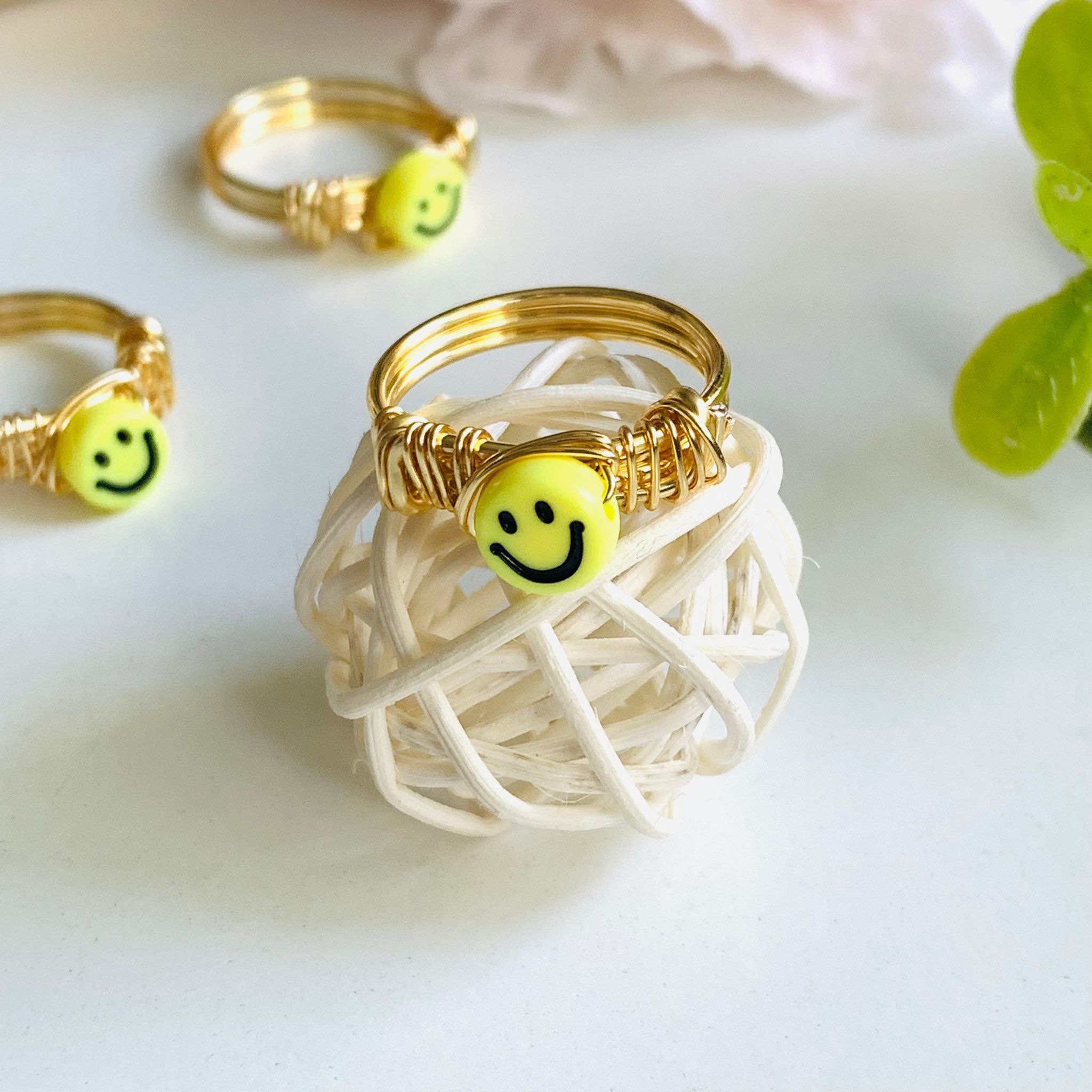 Smiley Face Ring, Smile Ring, Happy Face Ring Stackable, Emoji Ring ...