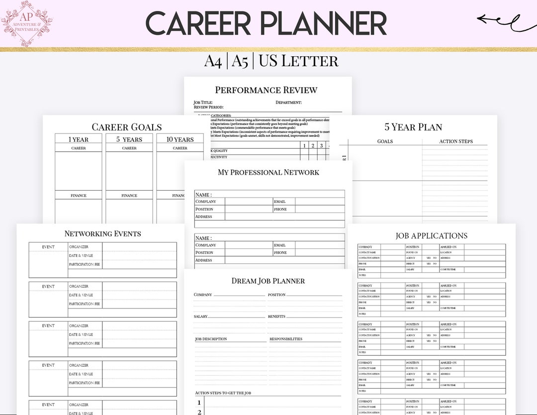 Career Planner, Job Planning Insert, Dream Job Application Tracker - Etsy