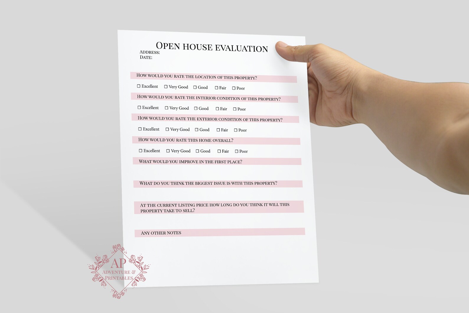 Open House Evaluation Form, Open House Questionnaire, Real Estate Agent ...