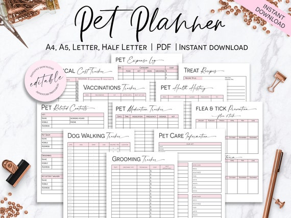 Printable Pet Planner Pet Care Planner Digital Pet Planner - Etsy