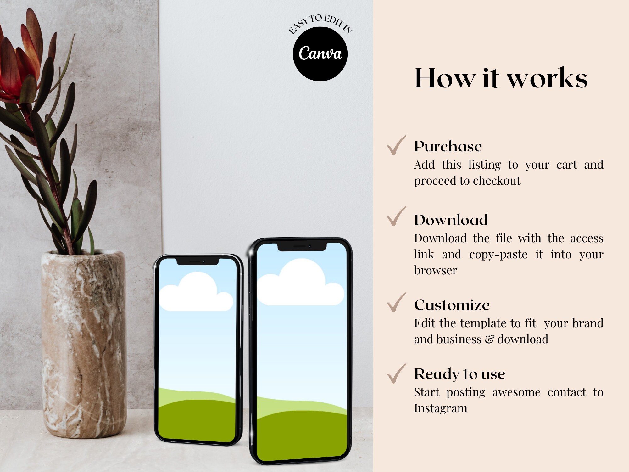 IPhone Mockup Canva Template, Realistic iPhone Mockups, Smartphone ...