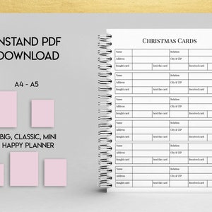 Christmas Cards Checklist, Cards to Send List, Holiday Cards List - Etsy