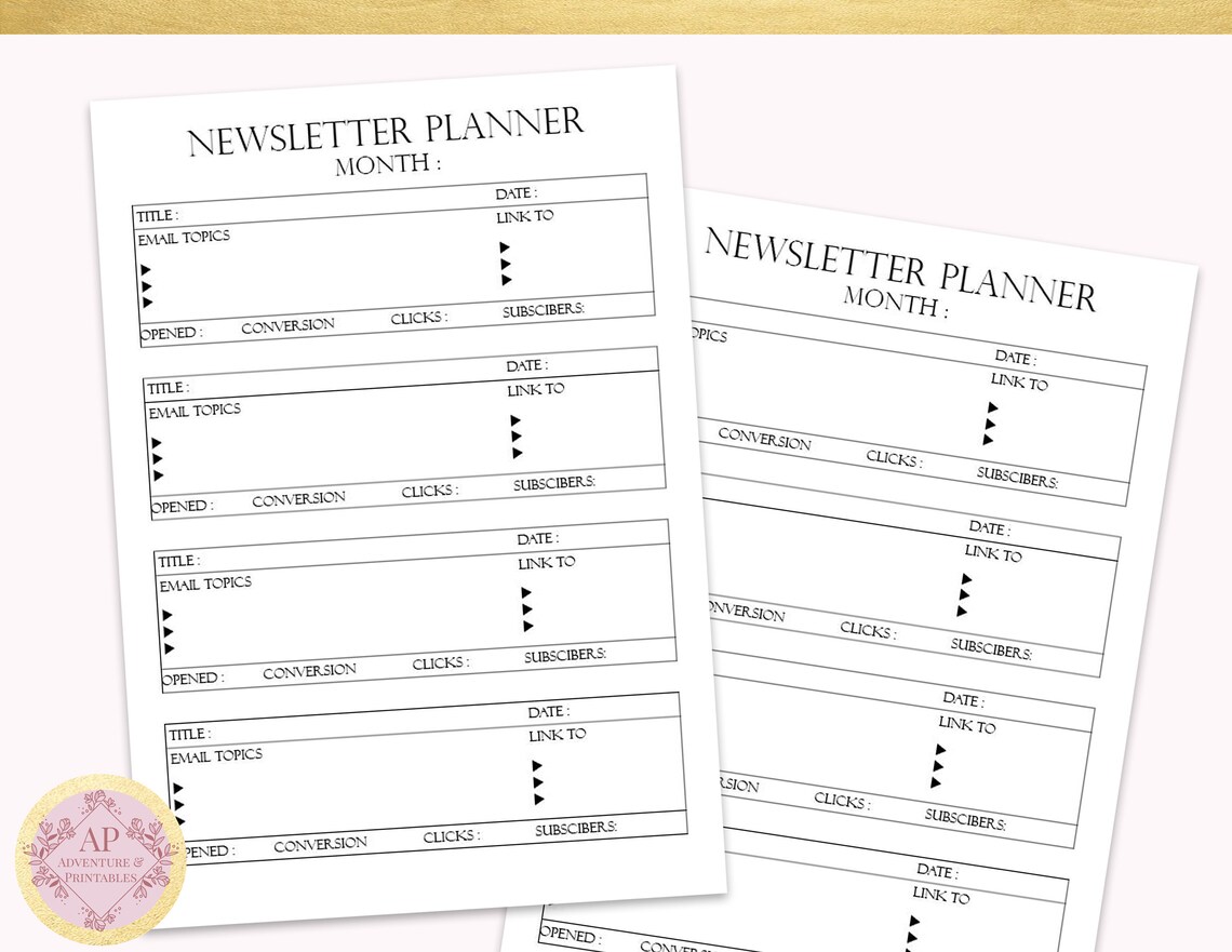 Newsletter Planner, Email Marketing Printable Planner, List Building ...
