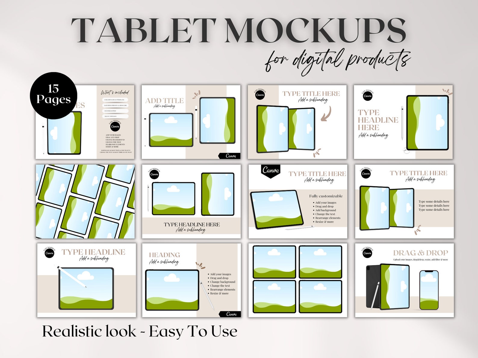 IPad Mockup Canva Template, Realistic Tablet Mockups, iPad Mockup ...