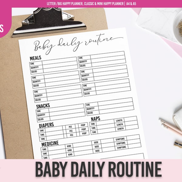 Baby Daily Routine Planner, Baby Eating Schedule, Baby Sleeping ...