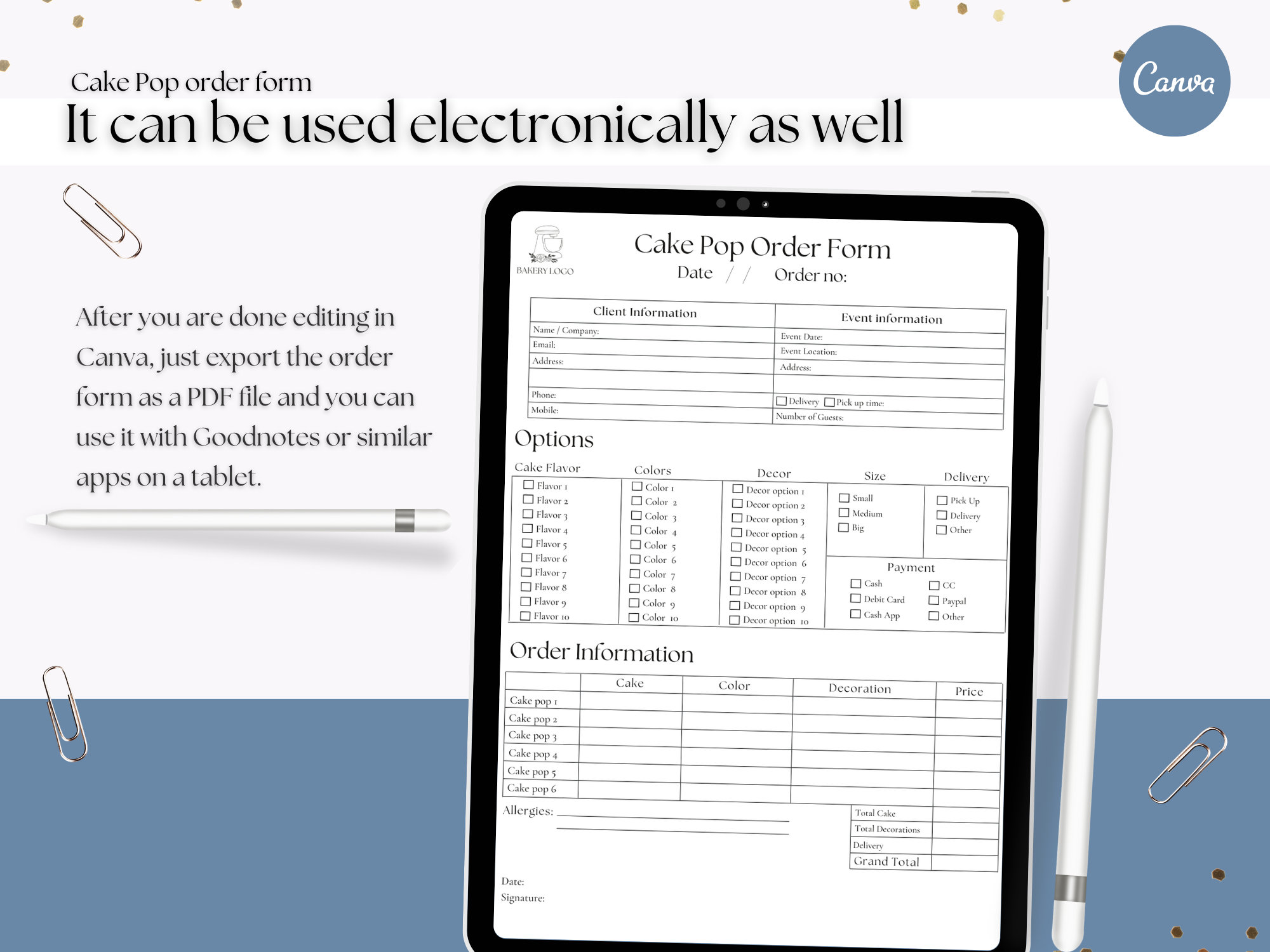 Custom Cake Pop Order Form, Bakery Forms, Cake Pop Order Form, Baking ...
