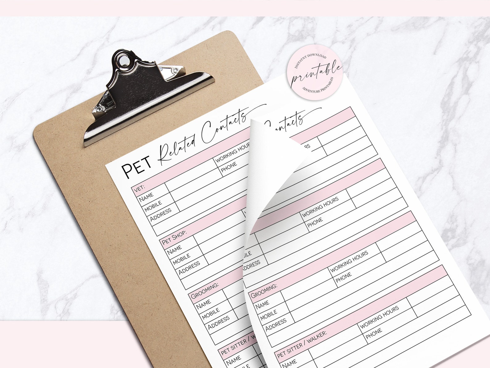 Pet Related Contacts Vet Contacts Pet Sitter Contacts Pet | Etsy