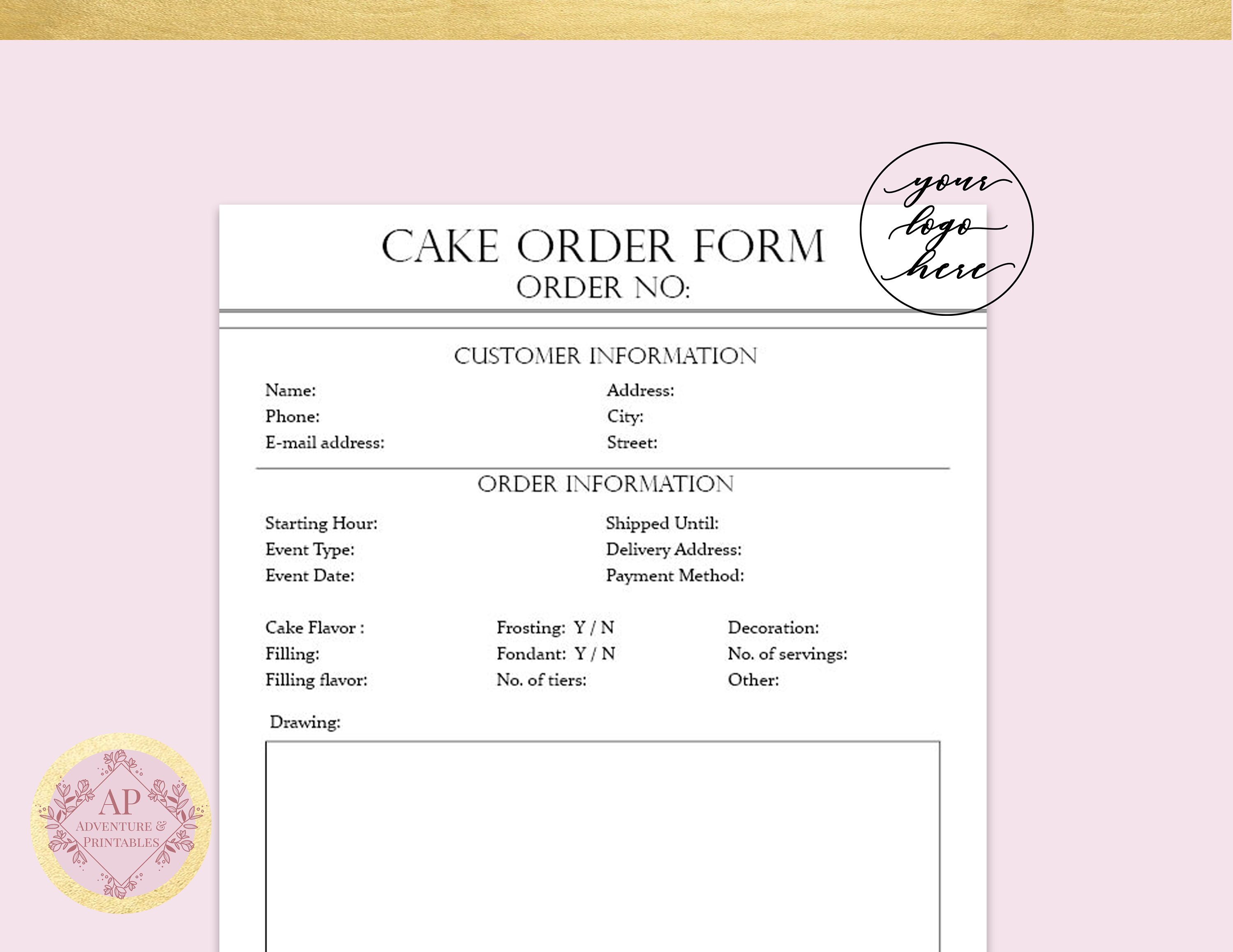 Custom Cake Order Form Printable Baking Business Planner - Etsy