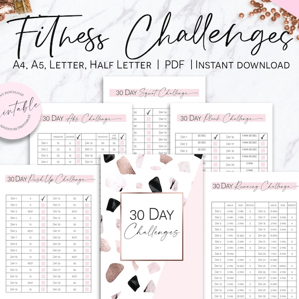 Canva 30 Day Fitness Challenges - Etsy