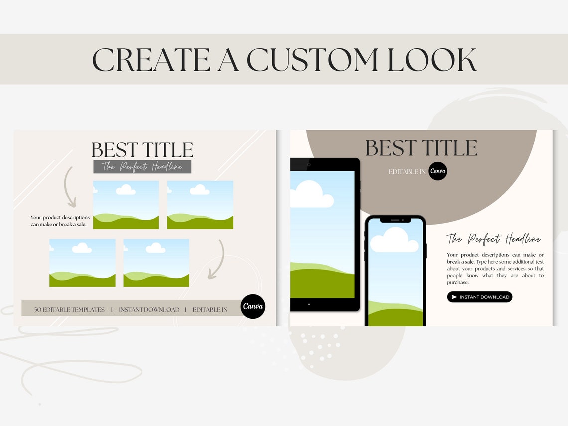 Editable Digital Product Listing Image Templates Social Media - Etsy