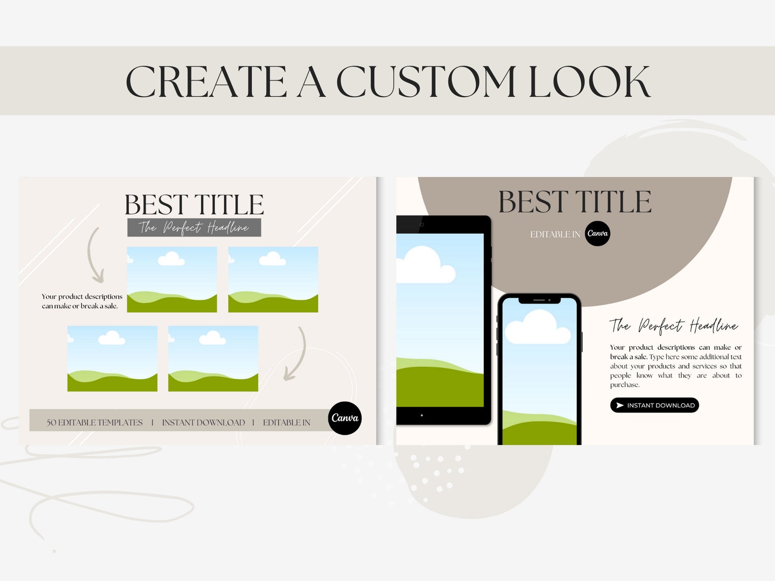 Editable Digital Product Listing Image Templates, Social Media Template ...