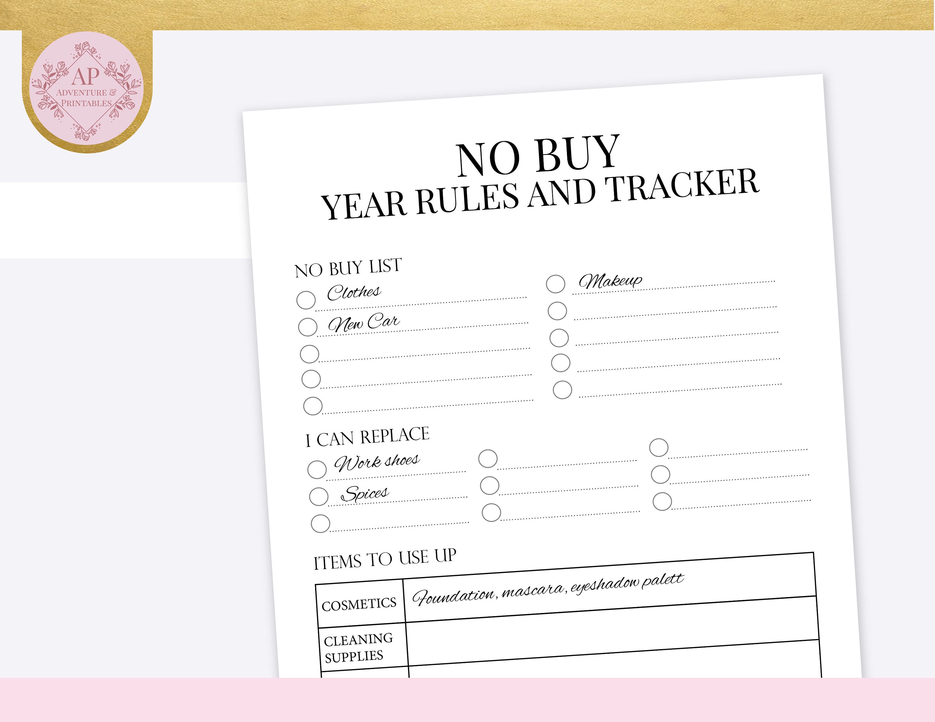 No Buy and Low Buy Rules Planner, Minimalism Planner, Savings Planner ...