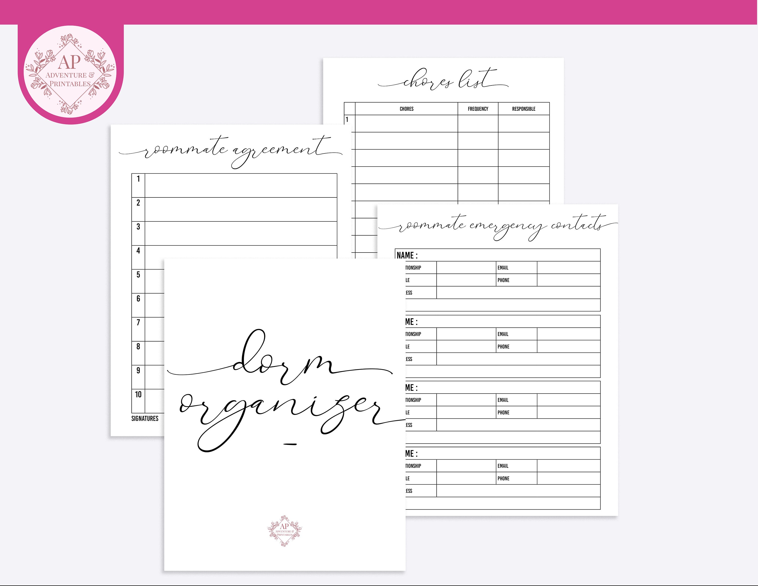 Student Dorm Room Planner, College Student Dorm Kit, Student Survival ...