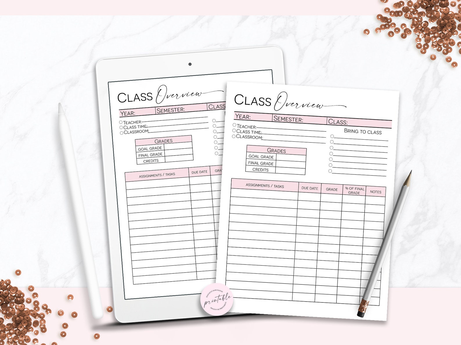 Class Overview Planner, Semester Class Overview, Collage Classes List ...