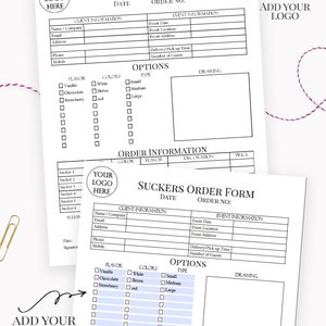 Candy Order Form, Editable Bakery Forms, Sucker Order Form, Baking ...