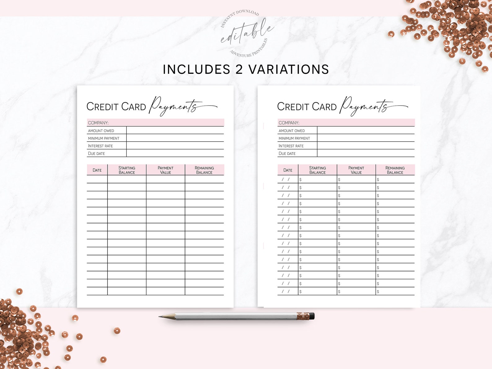 Credit Card Payments Tracker Debt Payments Tracker Credit - Etsy