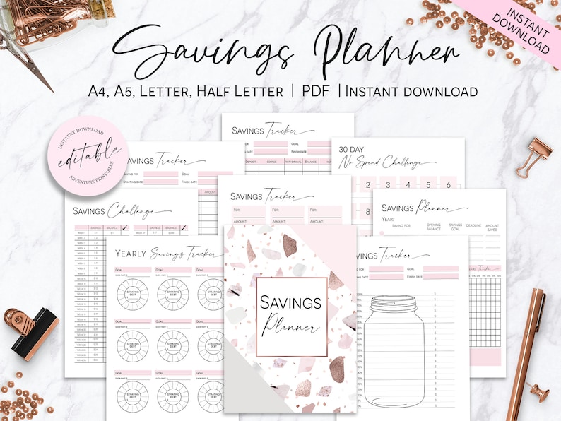 Savings Planner Worksheets Savings Worksheets Finance | Etsy