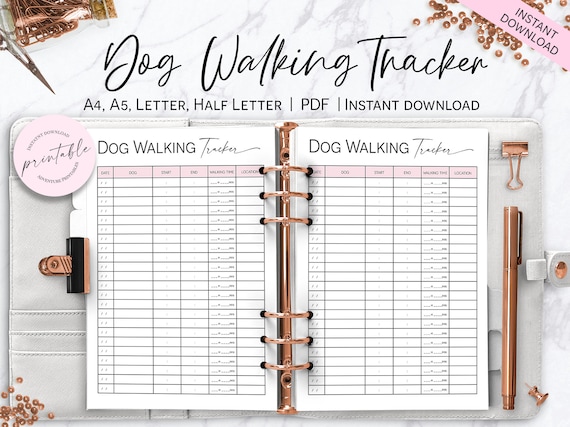 Dog Walking Tracker Dog Walking Schedule Pet Walking - Etsy