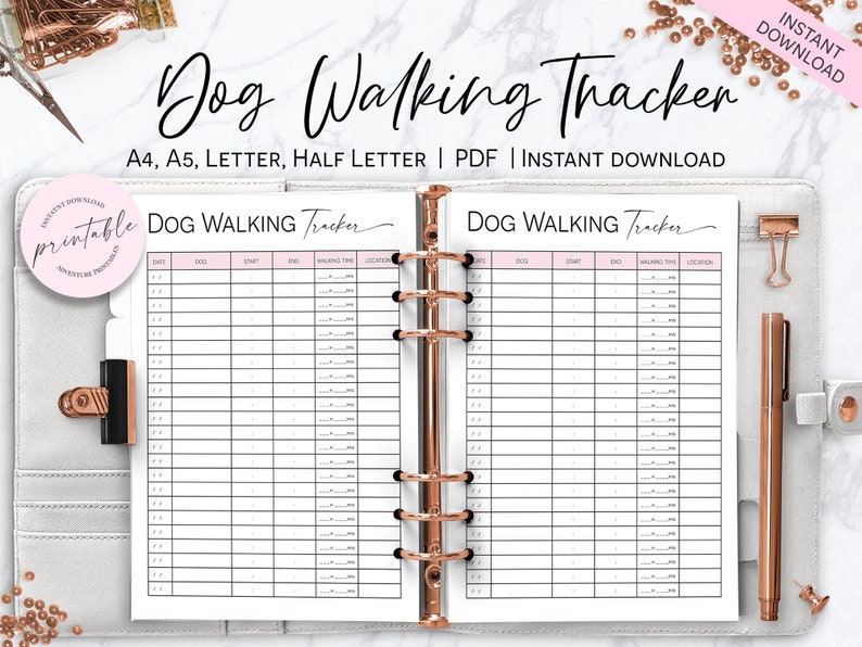 Dog Walking Tracker, Dog Walking Schedule, Pet Walking Tracker, Pet ...