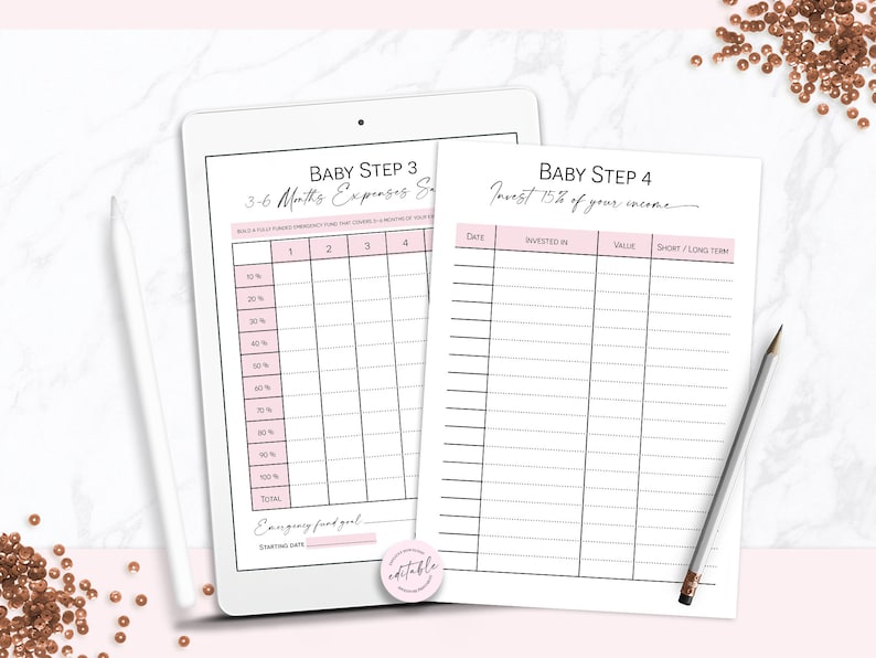 Baby Steps Progress Tracker Printable Planner Pages in A4 Ans US Letter ...