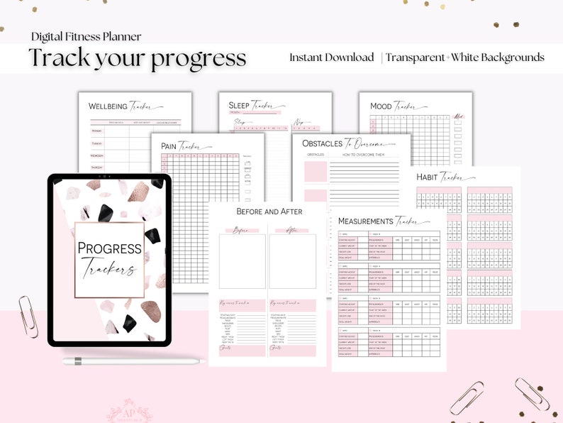 Fitness Digital Planner Template, Health Digital Planner Template ...