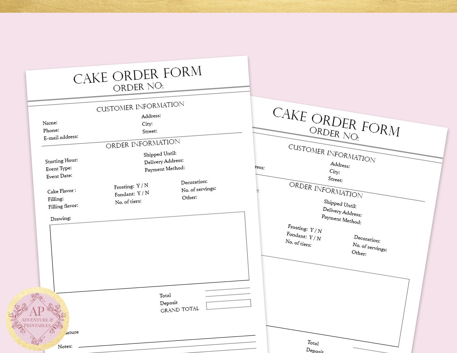 Custom Cake Order Form, Printable Baking Business Planner, Cake ...