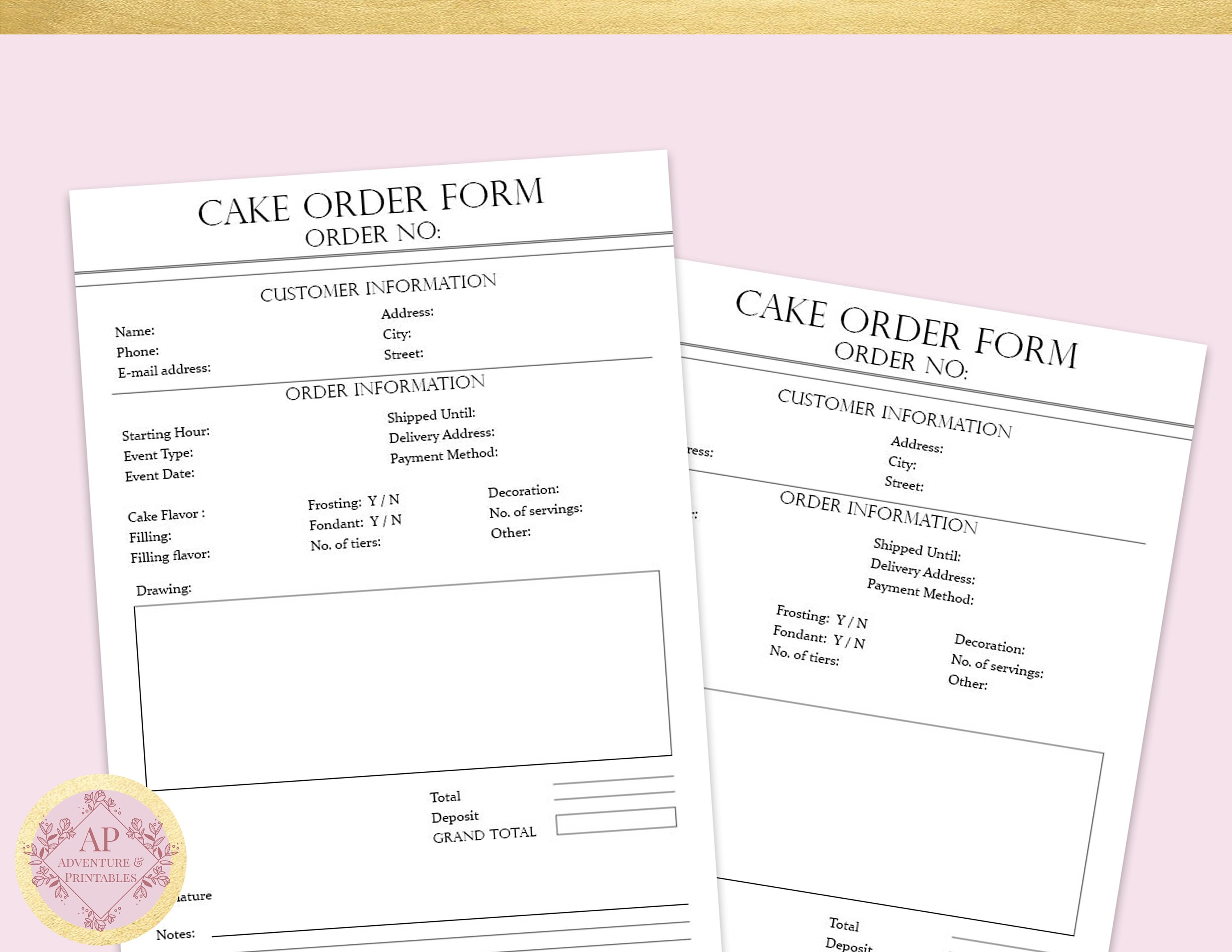 Custom Cake Order Form, Printable Baking Business Planner, Cake ...