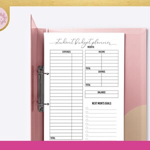 Student Finance Planner, Student Planner, Student Money Management - Etsy