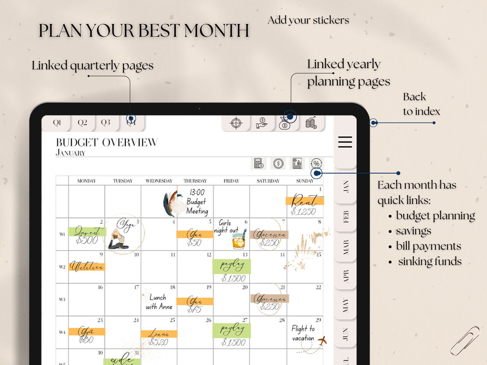 Minimal Budget Digital Planner for Goodnotes and Notability, Personal ...