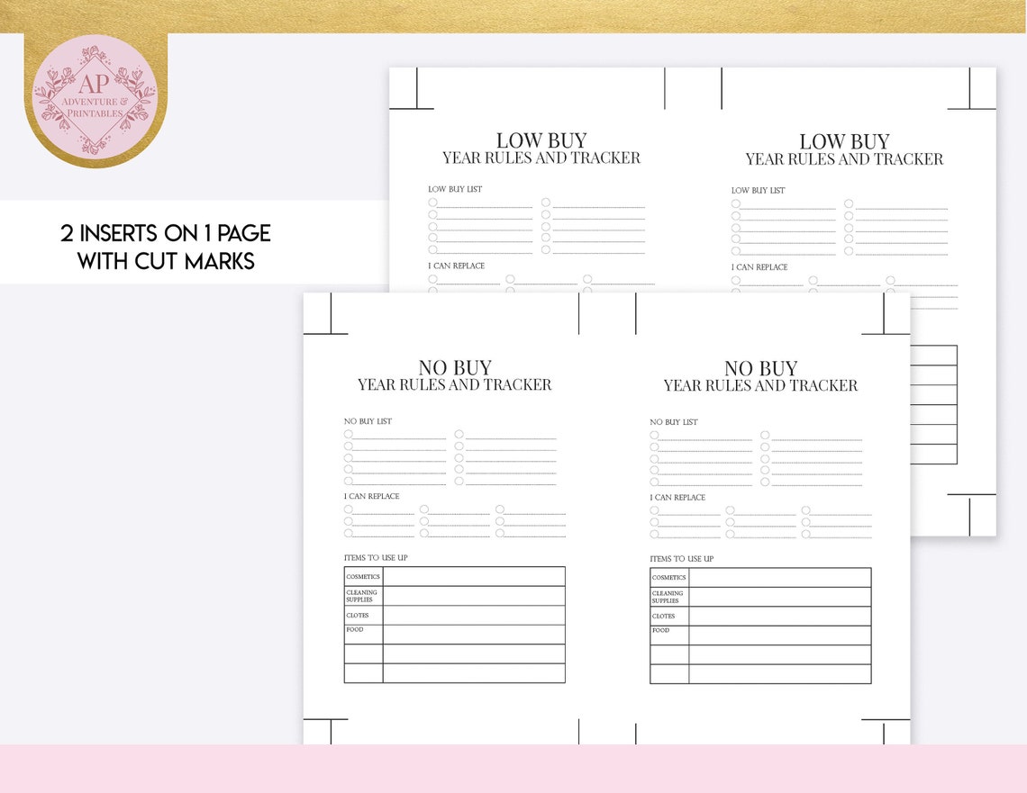 No Buy and Low Buy Rules Planner, Minimalism Planner, Savings Planner ...